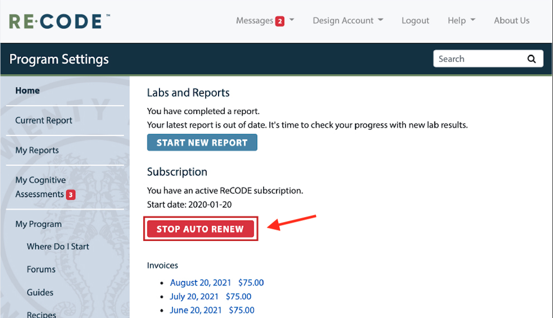 How to: Stop Auto Billing for your ReCODE or PreCODE subscription ...