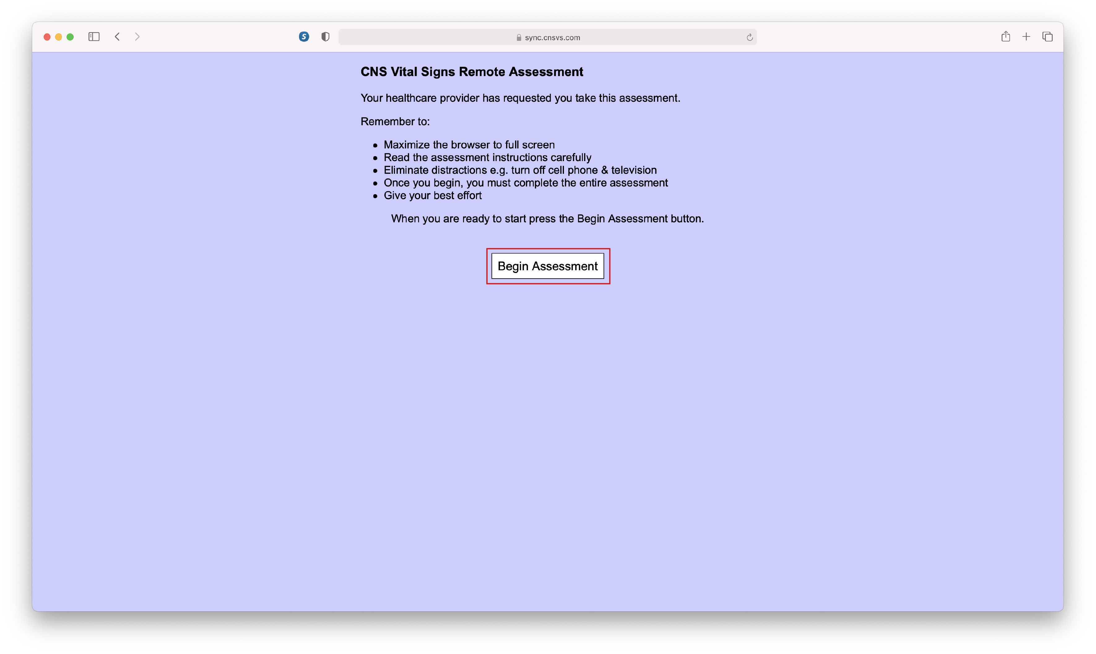 How to: Start CNS Vital Signs online assessment – Apollo Health